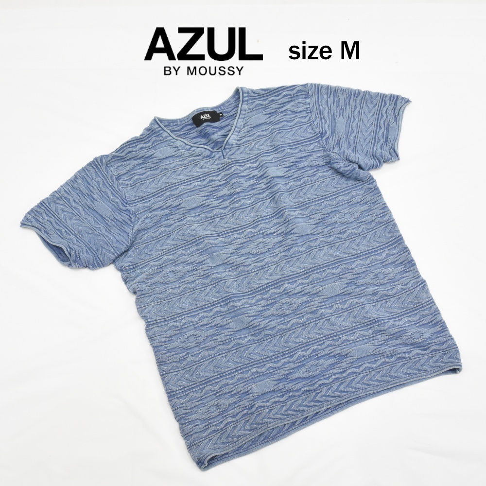Yahoo!オークション - AZUL BY MOUSSY Vネックコットンニットカットソ...