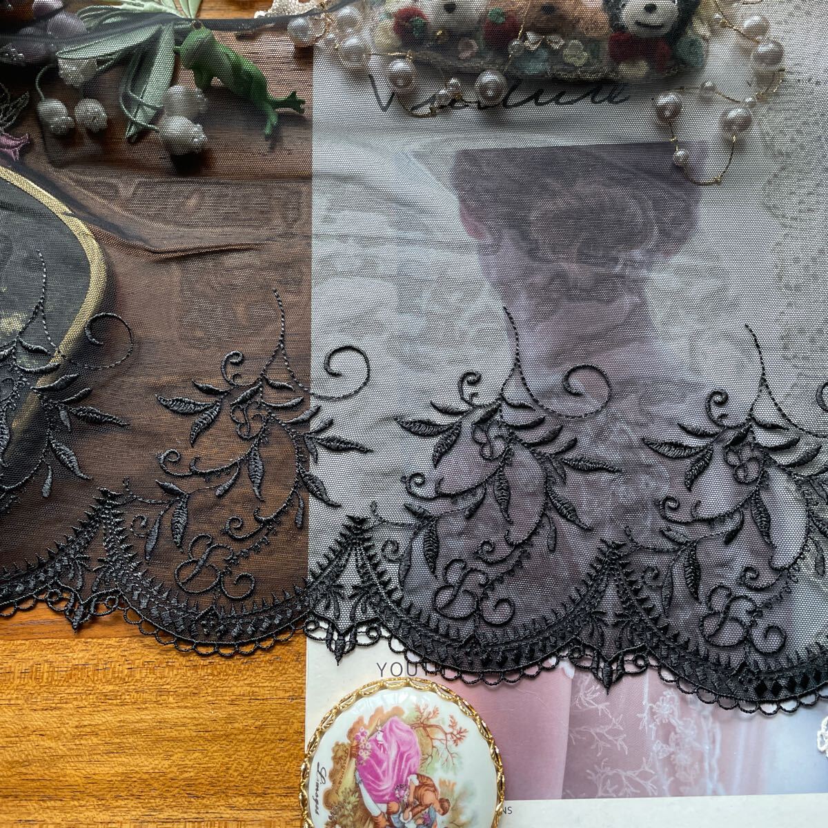 Yahoo!オークション - 1m 黒チュールレース Q2-68