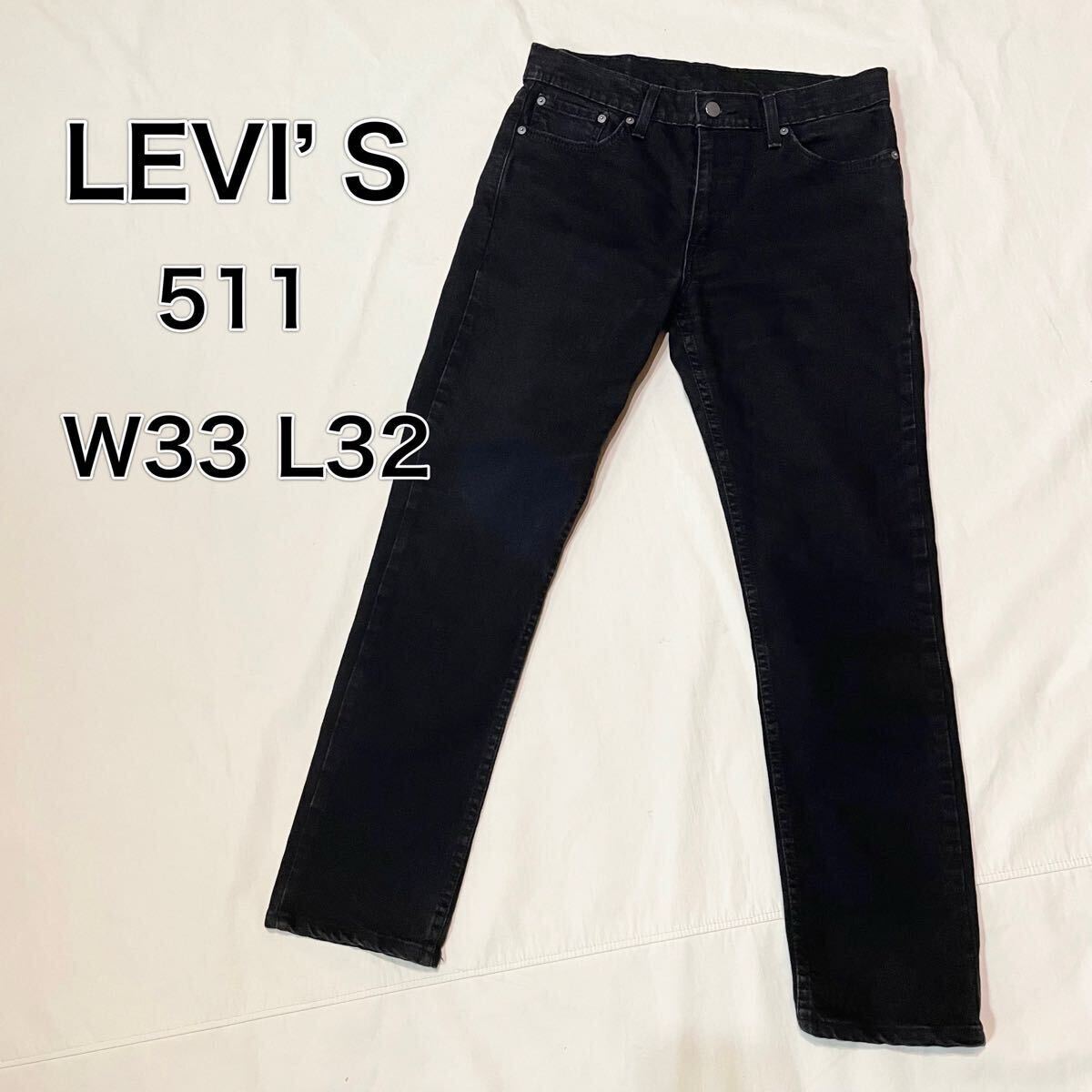Yahoo!オークション - W33 リーバイス 511 ブラックデニム ストレート ...