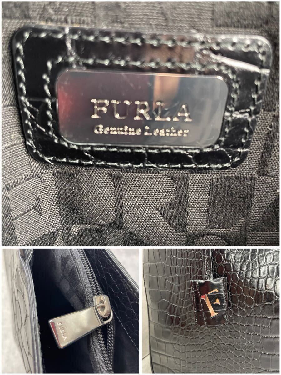 Yahoo!オークション - 【美品】フルラ FURLA A4 トートバッグ クロコダ...