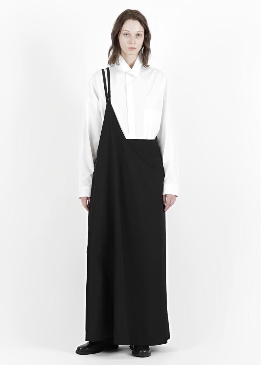 Y's WOOL GABARDINE ASYMME APRON DRESS 黒1 Y's WOOL GABARDINE ASYMME APRON DRESS 黒1