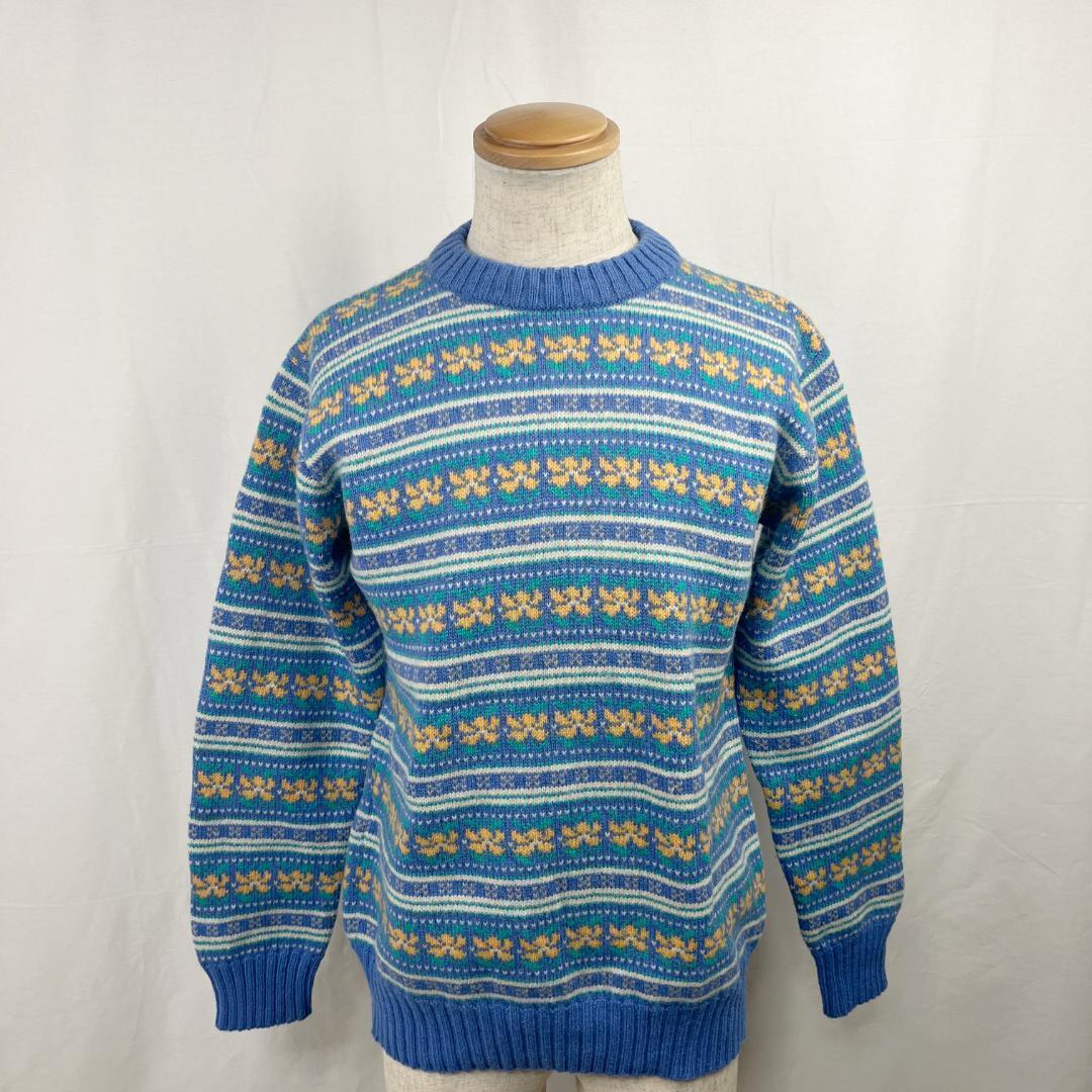 Yahoo!オークション - 【1531】JUMBO FRIGHT ブルー ニット セーター ...