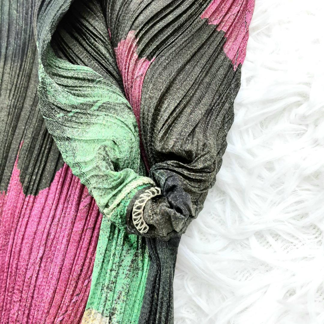 希少カラー90s PLEATS PLEASE ロングワンピース 孔雀の羽柄 美品 希少カラー90s PLEATS PLEASE ロングワンピース 孔雀の羽柄 美品