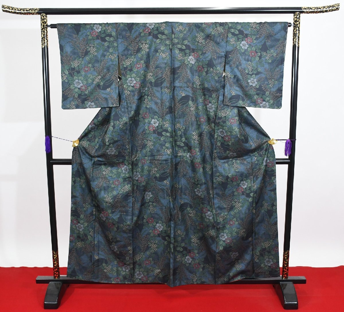 Yahoo!オークション - 小紋 着物 袷 花 身丈150.5cm 裄丈64cm kb-6312 ...
