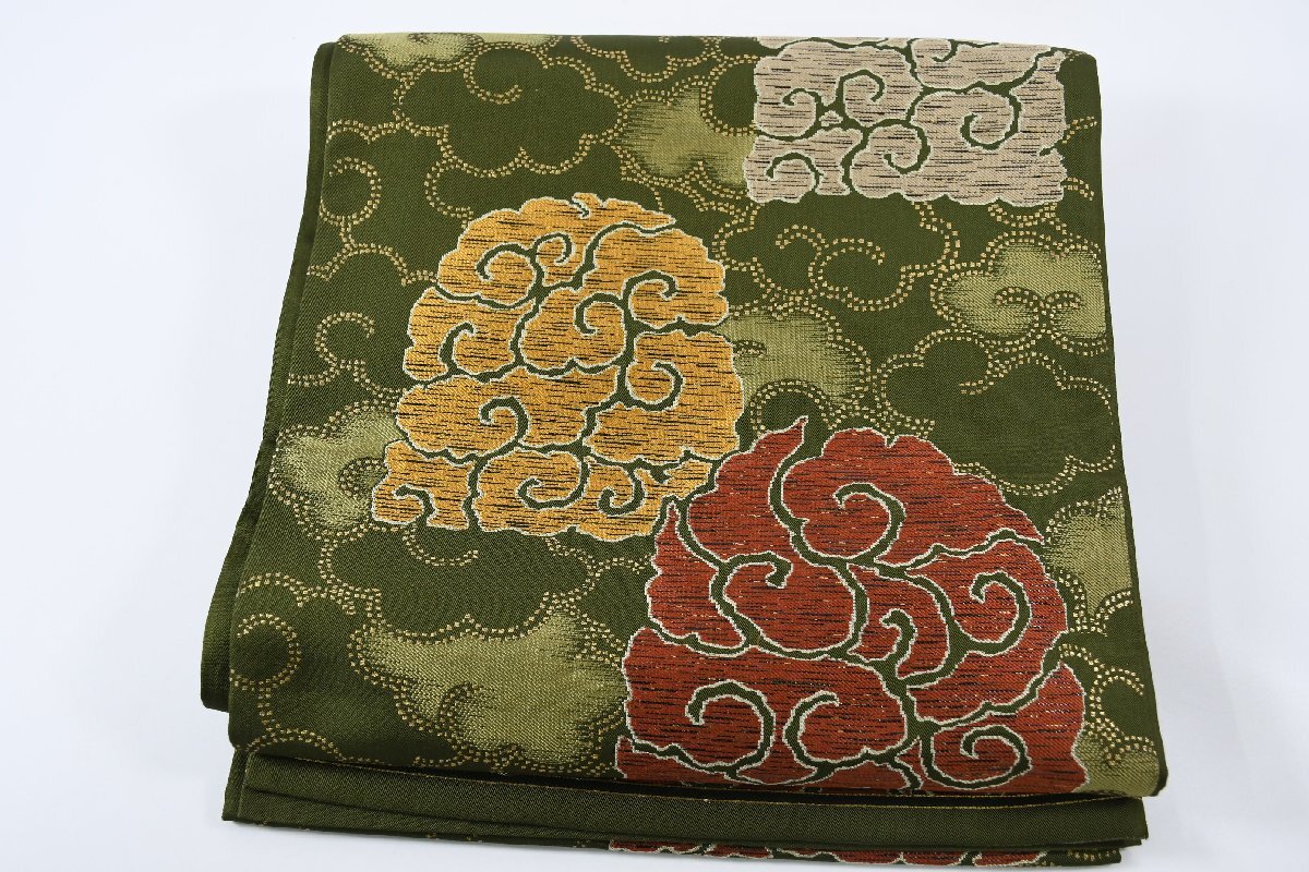 Yahoo!オークション - 袋帯 六通柄 唐草 葉 帯丈422cm 着物屋 ne-12329...