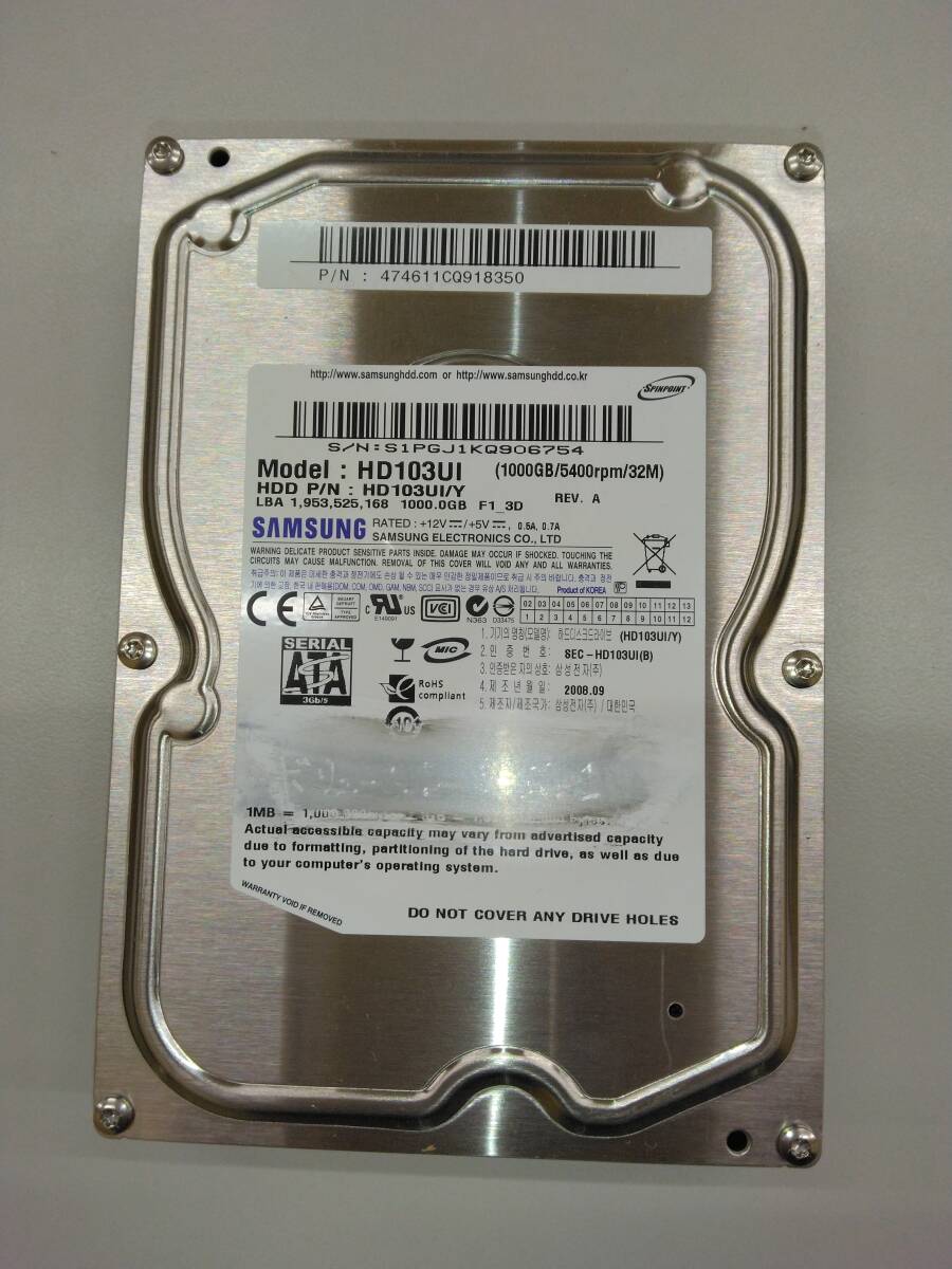 Yahoo!オークション - L544・机 ジャンク SAMSUNG HD103UI 1000．2GB 1...