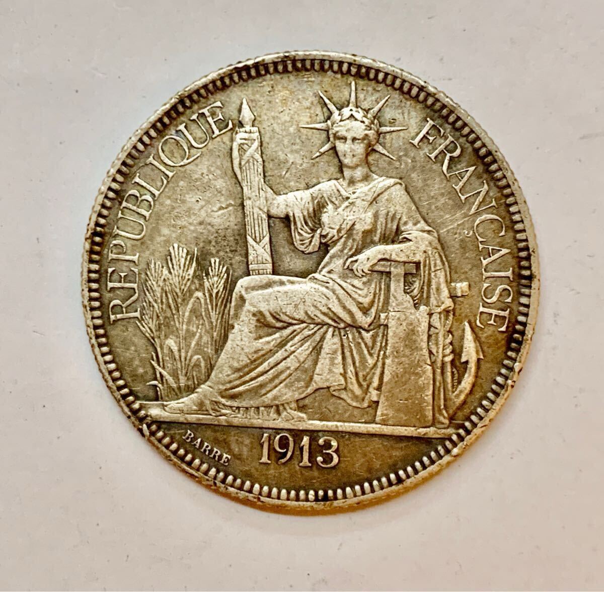 Yahoo!オークション - 仏領インドシナ 1PIASTRE銀貨 1913年A