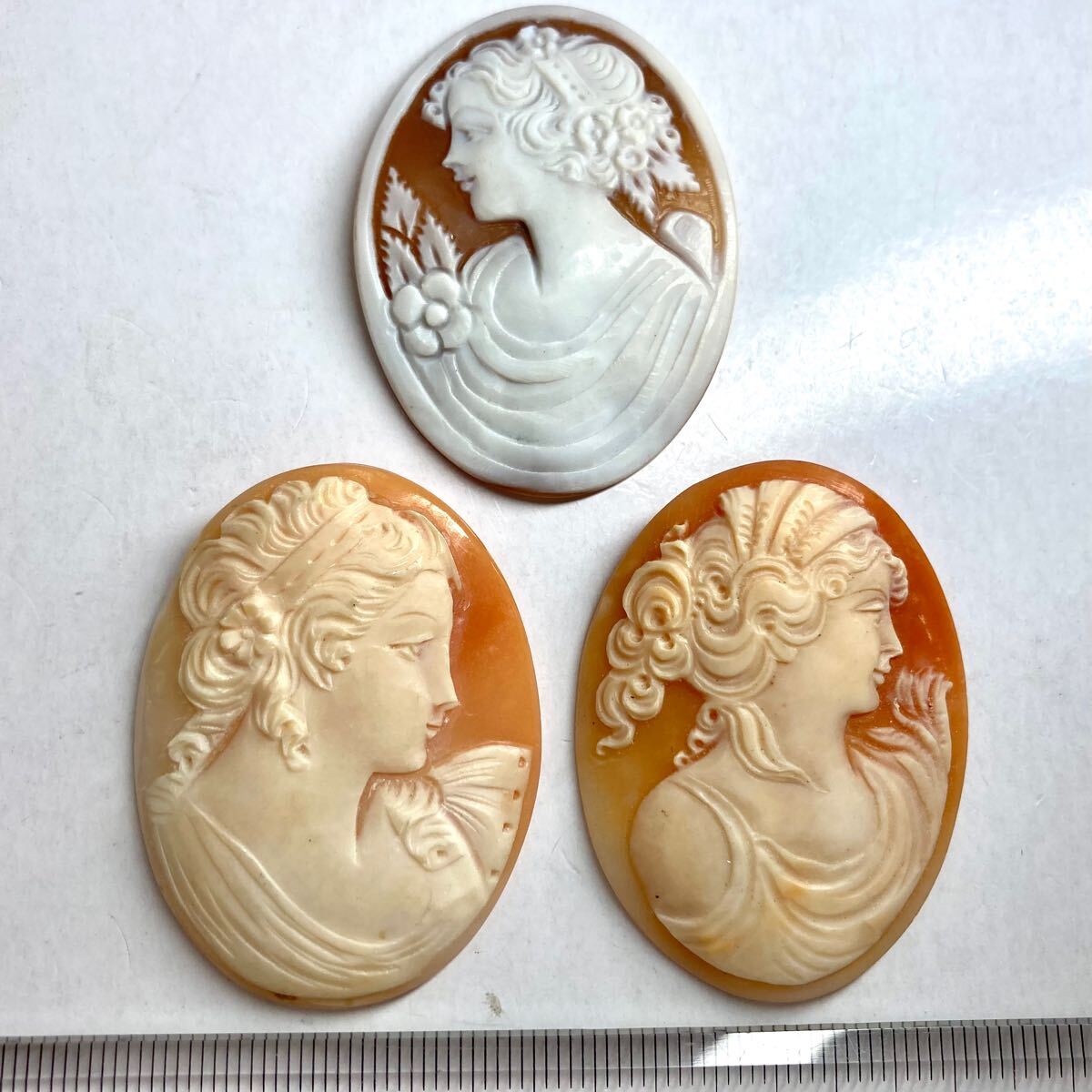 Yahoo!オークション - [シェルカメオ3点おまとめ100.5ct]O 20.1g ル...