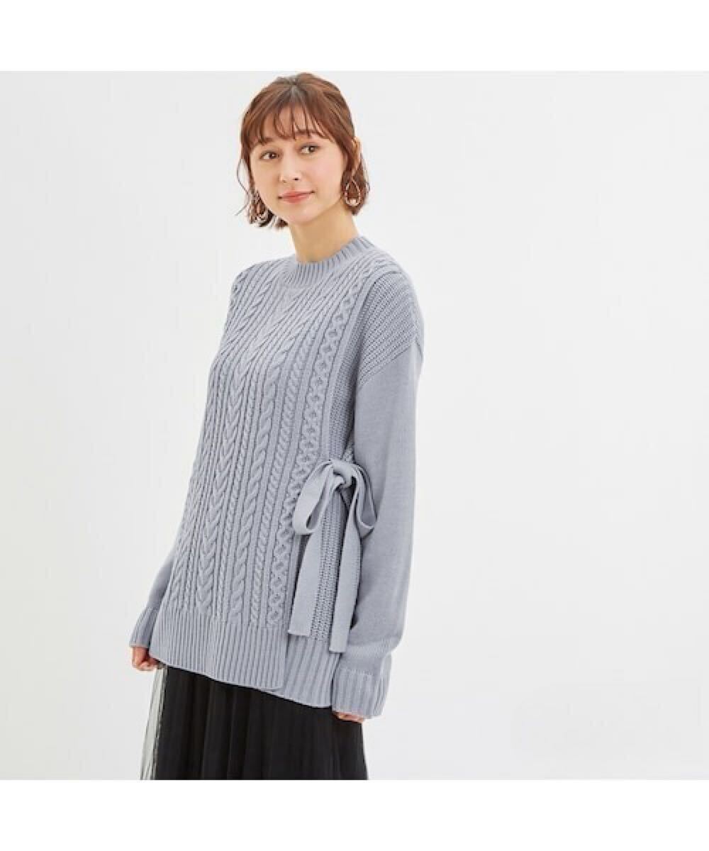 Yahoo!オークション - 【0435】GU ケーブルニット サイドリボンチュニ...