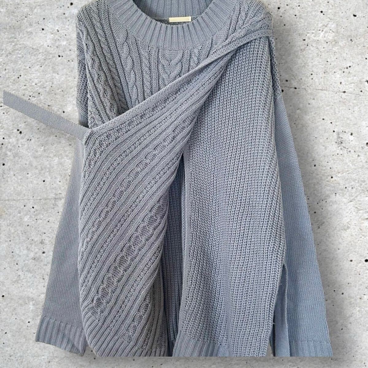 Yahoo!オークション - 【0435】GU ケーブルニット サイドリボンチュニ...