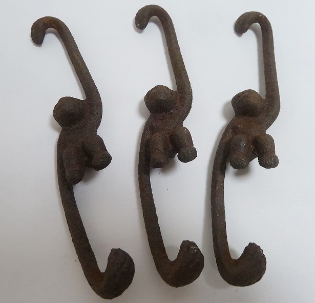 Yahoo!オークション - ( BM)鉄製 猿 サル つた 吊り下げ フック 4本 吊...