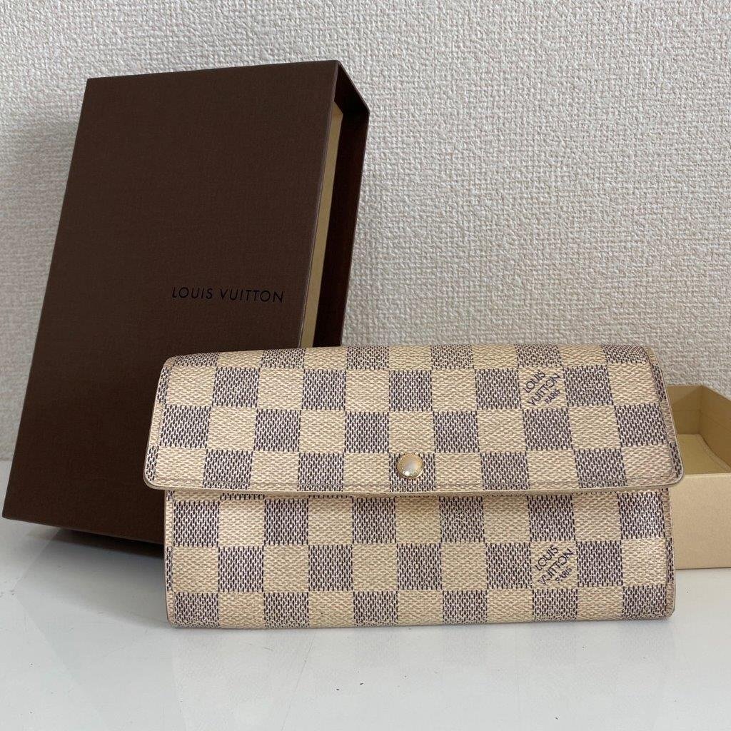 Yahoo!オークション - 1円 B019 ルイヴィトン ダミエ アズール LV 財布...