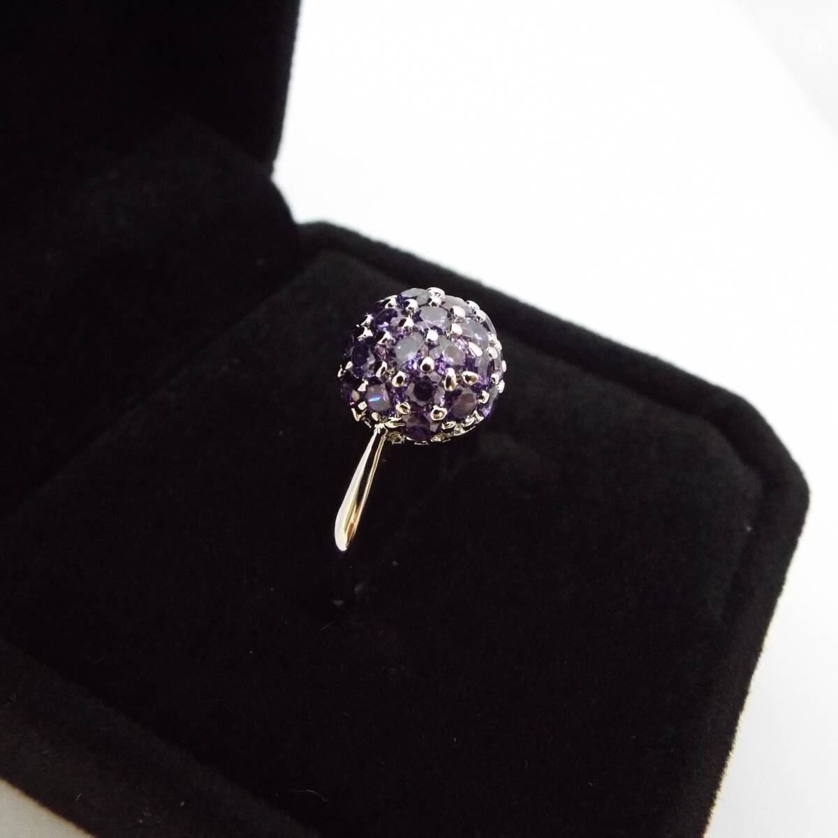 Yahoo!オークション - S925 CZ アメジスト キラキラ ドーム型 リング ...