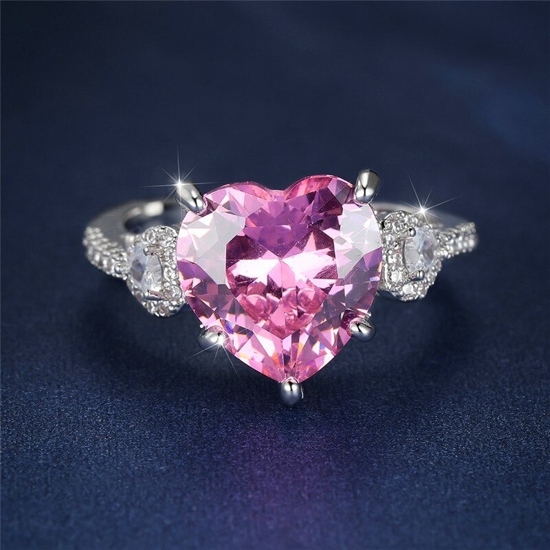 Yahoo!オークション - S925 大粒 ピンク ジルコニア ハート プリンセス...
