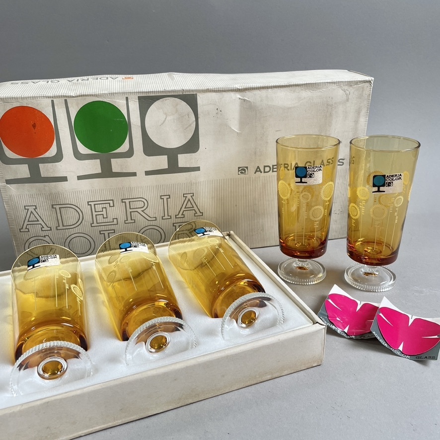 MS1810 ADERIA GLASS アデリアグラス ADERIA COLOR アデリアカラー 脚付タンブラーグラス ひまわり 5客セット 箱付き(タンブラーグラス)｜売買されたオークション ...