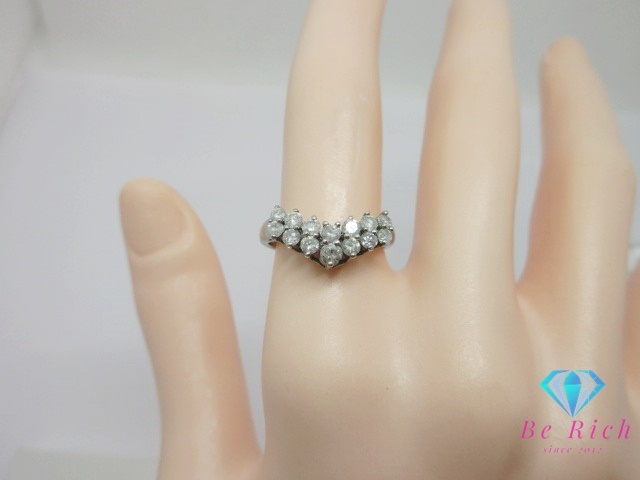 Yahoo!オークション - Pt900 プラチナ ダイヤモンド 0.75ct 付 V字 デ...