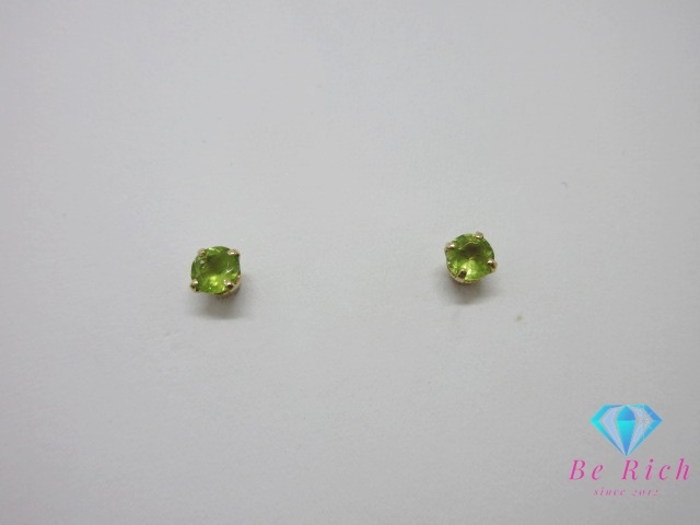 Yahoo!オークション - K14 14K YG ペリドット 付 デザイン スタッド ピ...