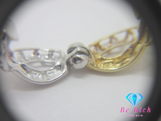 Yahoo!オークション - K18 YG K14 WG デザイン フープ ピアス風 イヤリ...