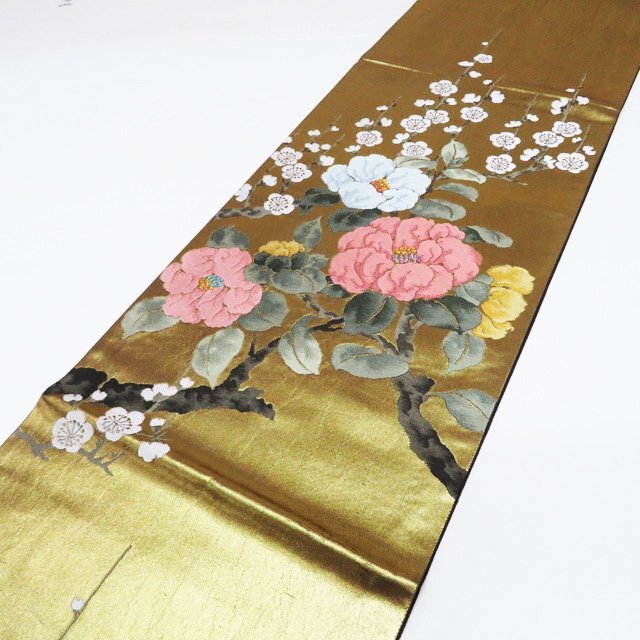 Yahoo!オークション - きもの北條 花の図 梅 椿 箔糸 六通 中古 正絹 ...