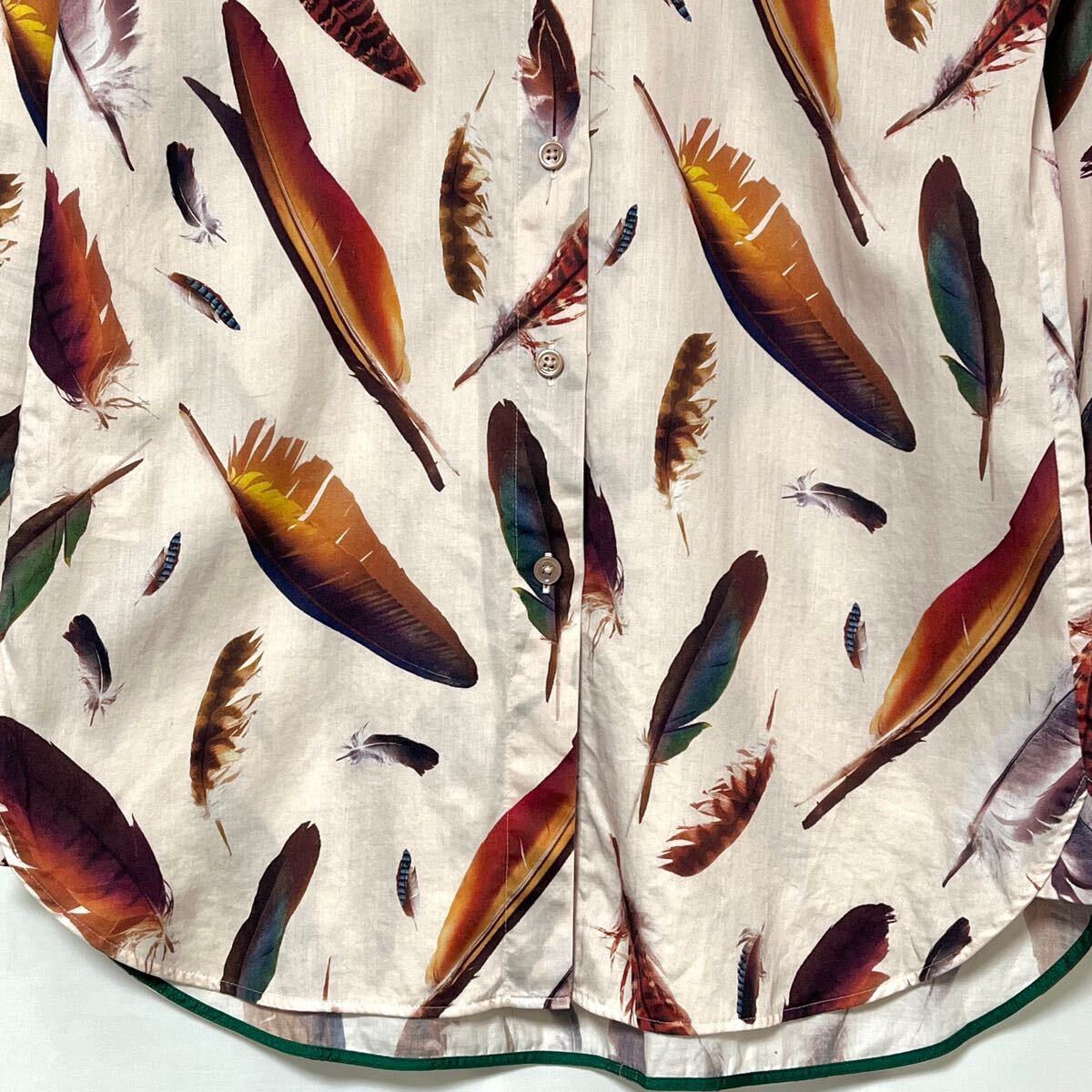 Paul Smith ポールスミス フェザー プリント シャツ 鳥 羽 Paul Smith ポールスミス フェザー プリント シャツ 鳥 羽