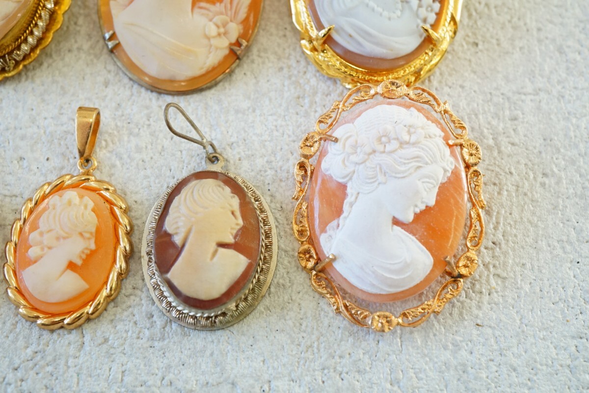 Yahoo!オークション - B451 シェルカメオ CAMEO ブローチ ペンダント ...