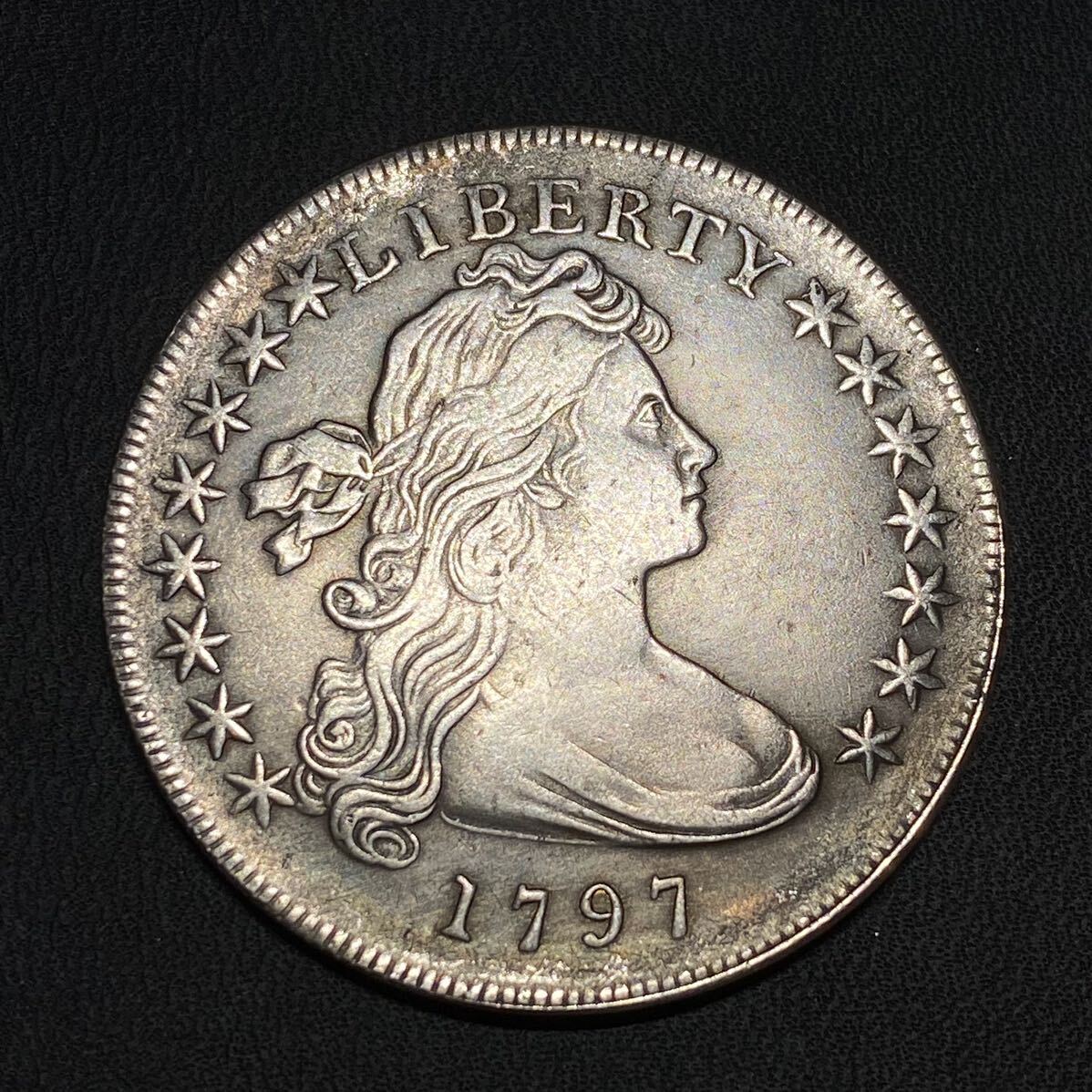 Yahoo!オークション - 銀貨 古銭 アメリカ 1797年 自由の女神 リバティ...