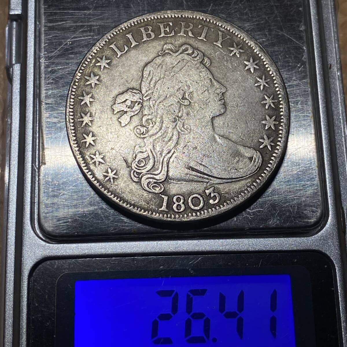 Yahoo!オークション - 銀貨 古銭 アメリカ 1803年 自由の女神 リバティ...