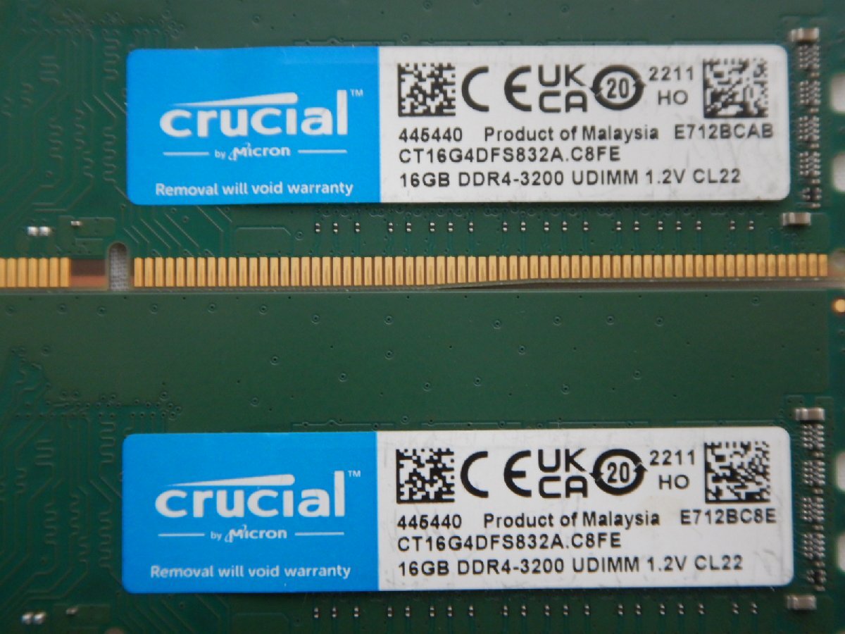 Yahoo!オークション - 【サイコム】 Crucial 16GB DDR4-3200 x2枚 (合...