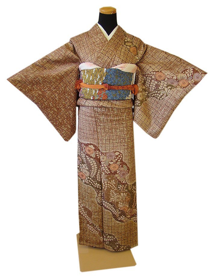 Yahoo!オークション - 時代屋 裄64.4cm 縮緬地 辻が花 附下げ 訪問着...