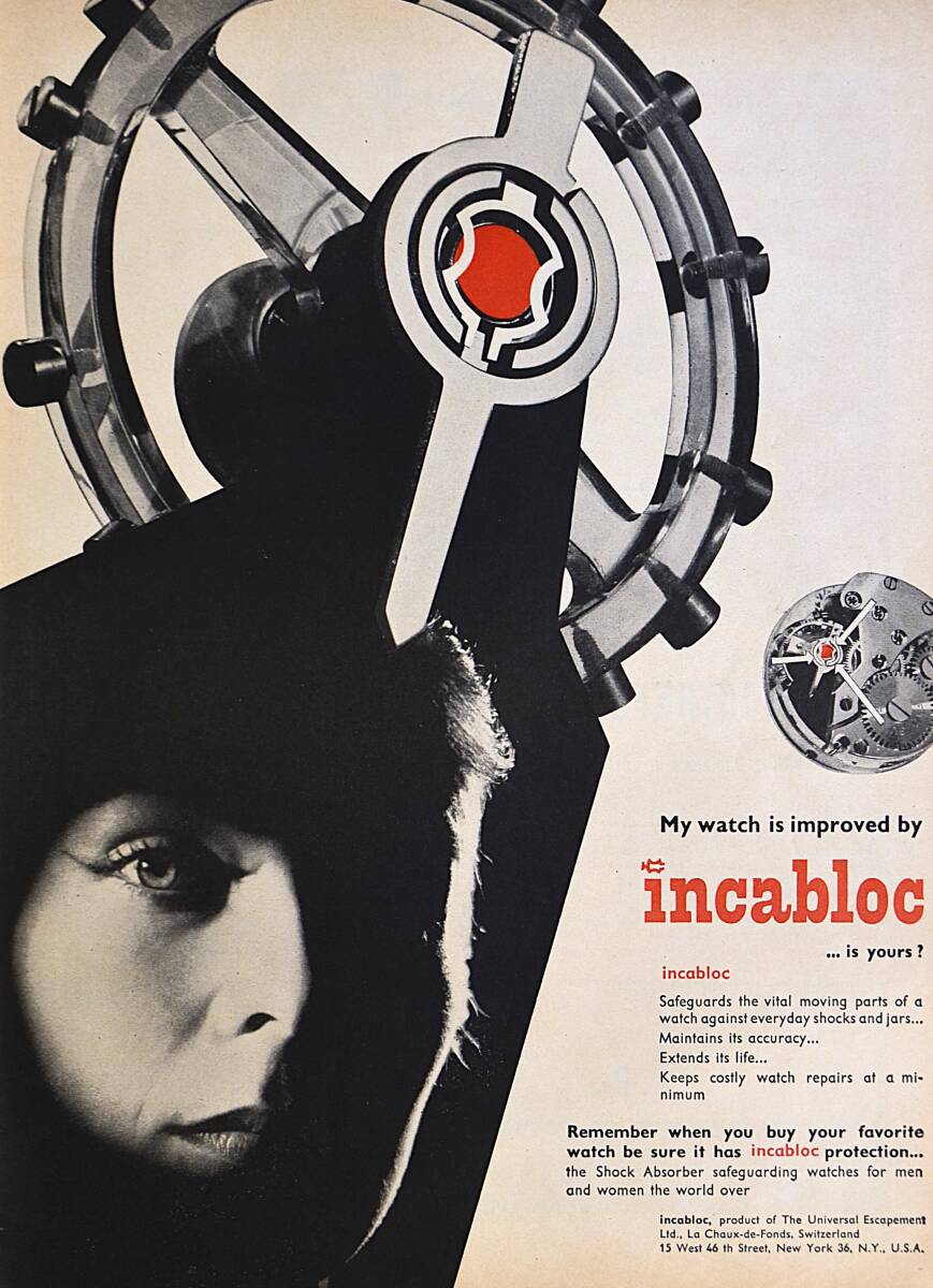 Yahoo!オークション - 稀少・広告 1955年インカブロック 時計広告/Inca...