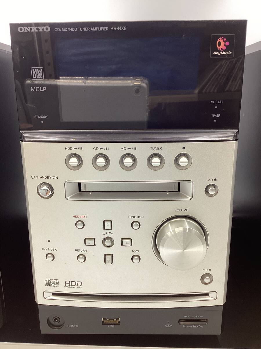 3831 ONKYO BR-NX8 システム コンポ CD MD HDD D-N8 スピーカー オーディオボード リモコン R C-661P 音響 ジャンク 通電確認OK(スピーカー本体 ...