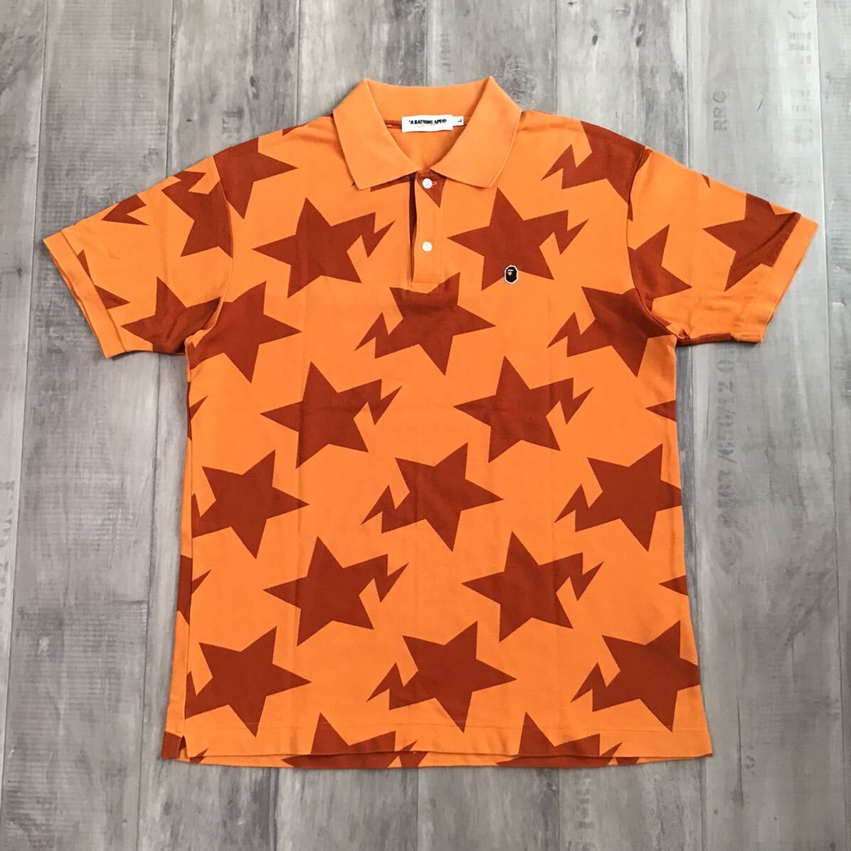 BAPE スター ポロシャツ Lサイズ オレンジ a bathing ape STAR BAPE スター ポロシャツ Lサイズ オレンジ a bathing ape STAR