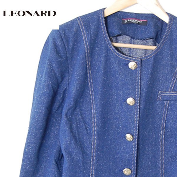 Yahoo!オークション - レオナール LEONARD ノーカラージャケット シル...