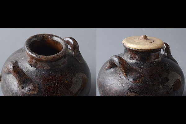 Yahoo!オークション - t-u889【和み】茶道具 時代 古瀬戸耳付茶入 仕覆...