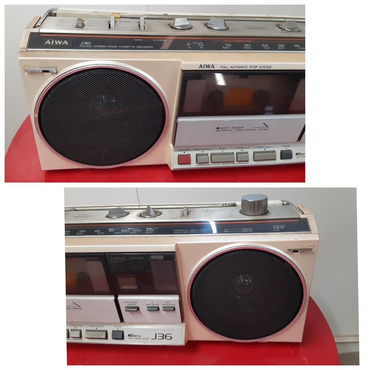 Yahoo!オークション - Y 家15 通電確認済 AIWA アイワ ラジカセ CS-J36...