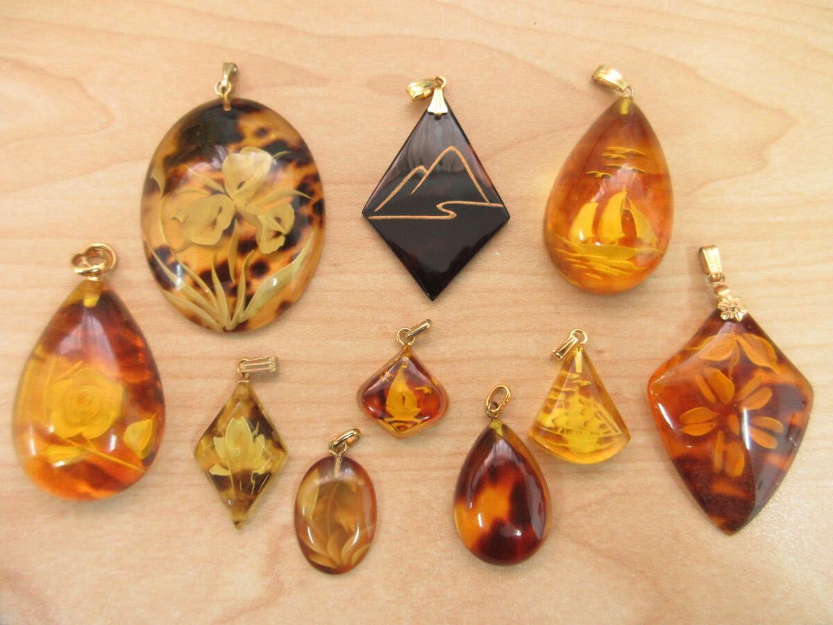 Yahoo!オークション - 【A95】べっ甲系 張りべっ甲 ペンダントトップ ...