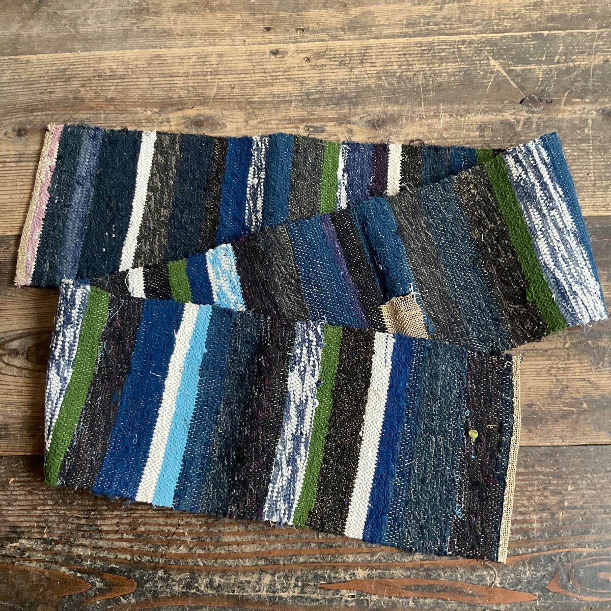 Yahoo!オークション - W17/古布 時代 藍染 木綿 襤褸 裂織 リメイク 10...