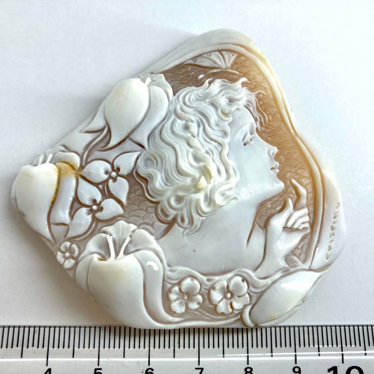 Yahoo!オークション - (シェルカメオ15.3g)o 76.5ct 約62.7×70.5mm 貴...