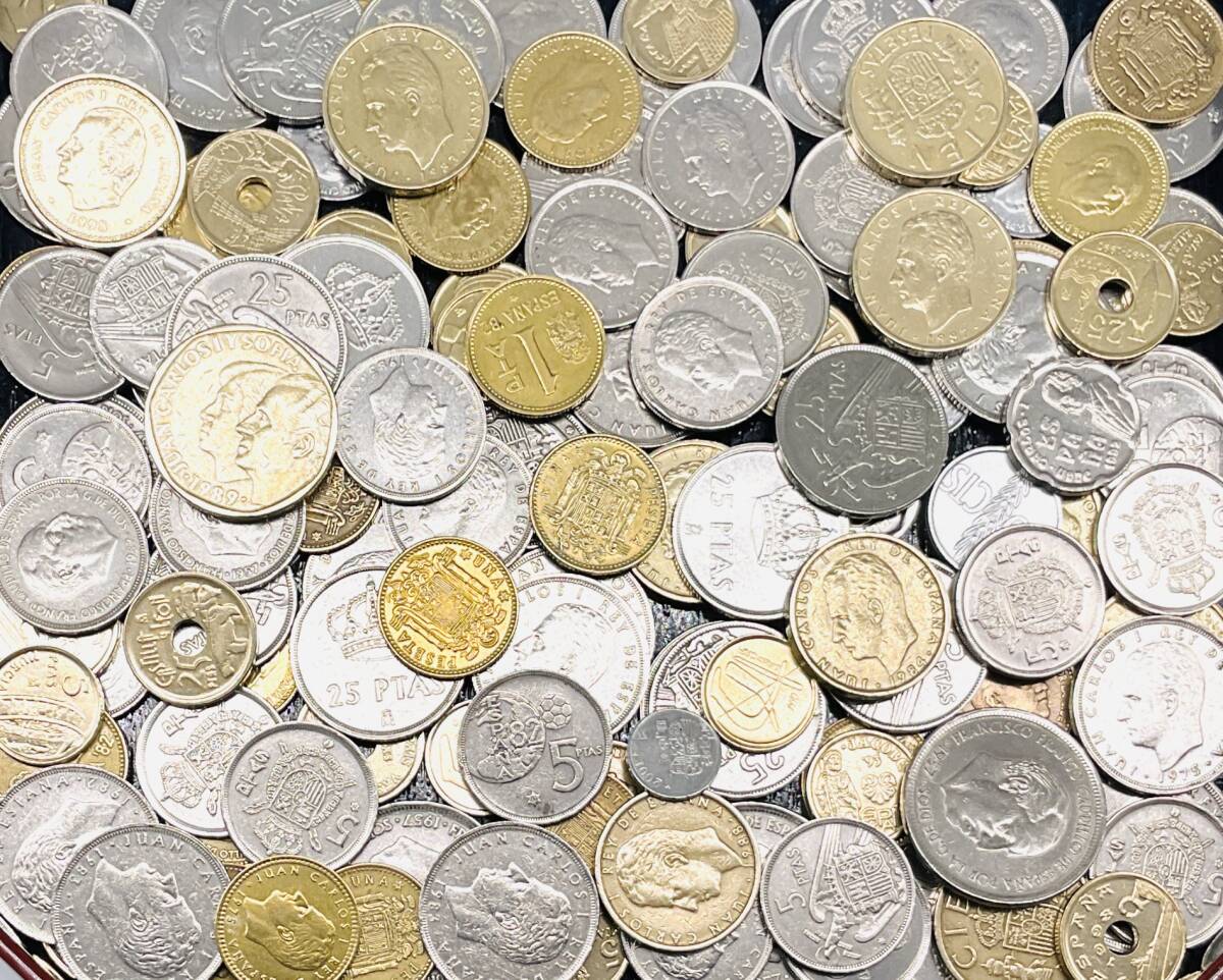 Yahoo!オークション - 1円～ 外国 古銭 まとめ 770g スペイン ペセタ ...