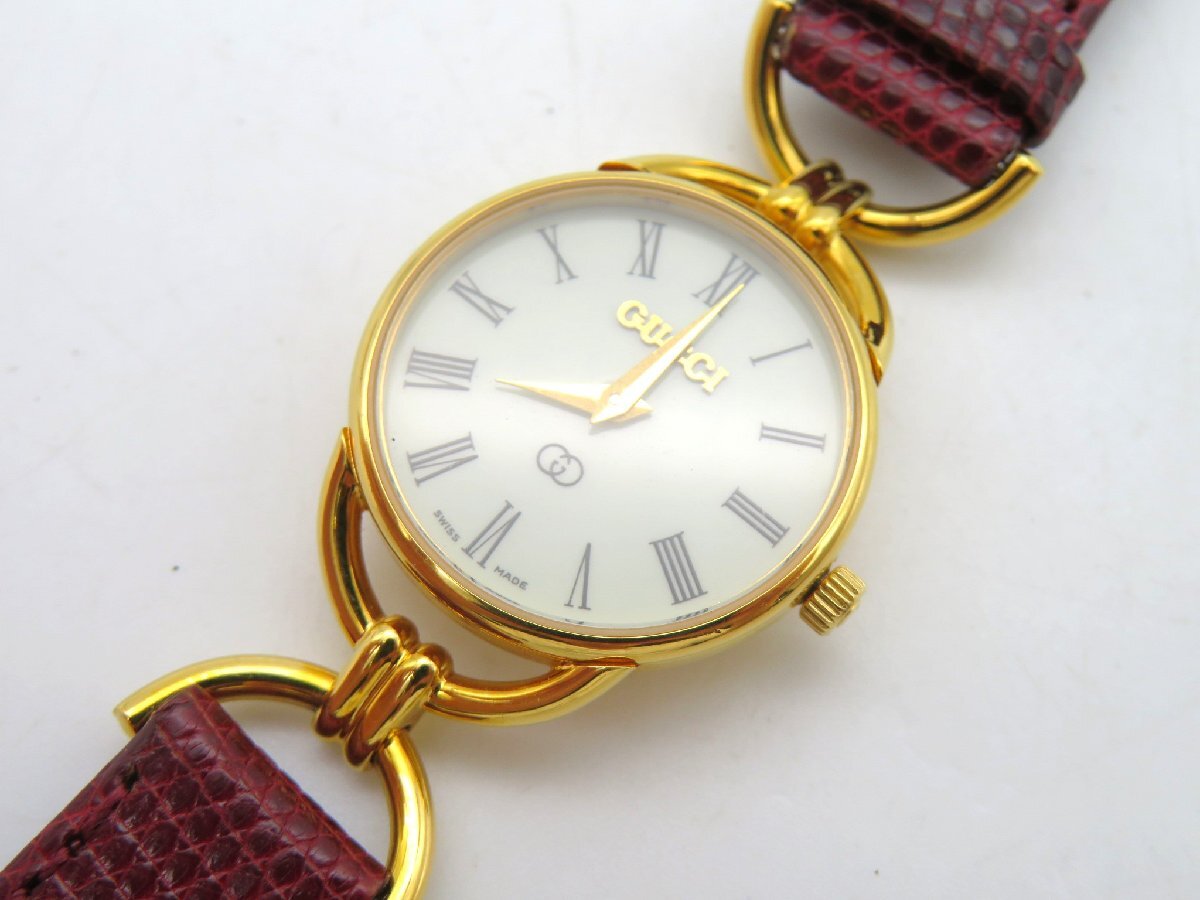 Yahoo!オークション - \1 ジャンク グッチ 6000L ホワイト クオーツ レ...