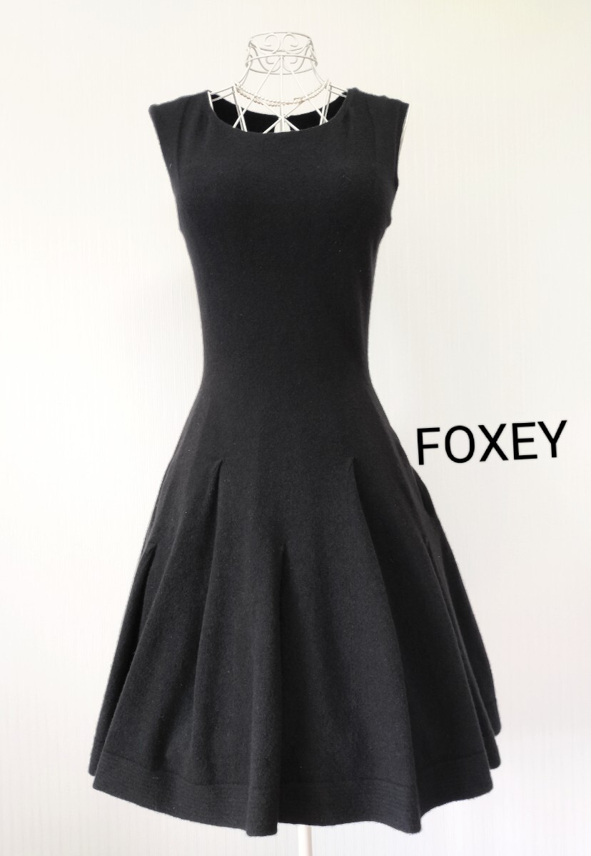Yahoo!オークション - FOXEYフォクシーウール100%ワンピースブラック...