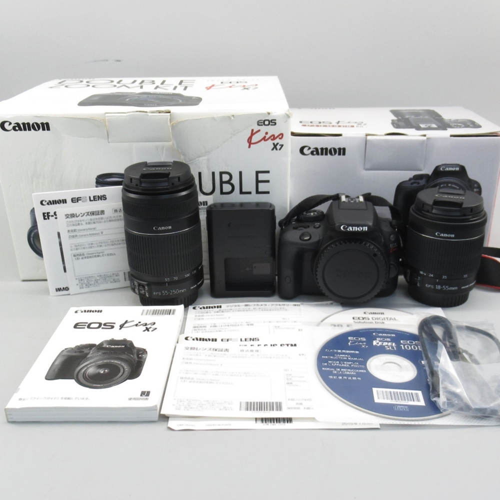 Yahoo!オークション - 1円〜 Canon EOS Kiss X7 ダブルズームキット EF...