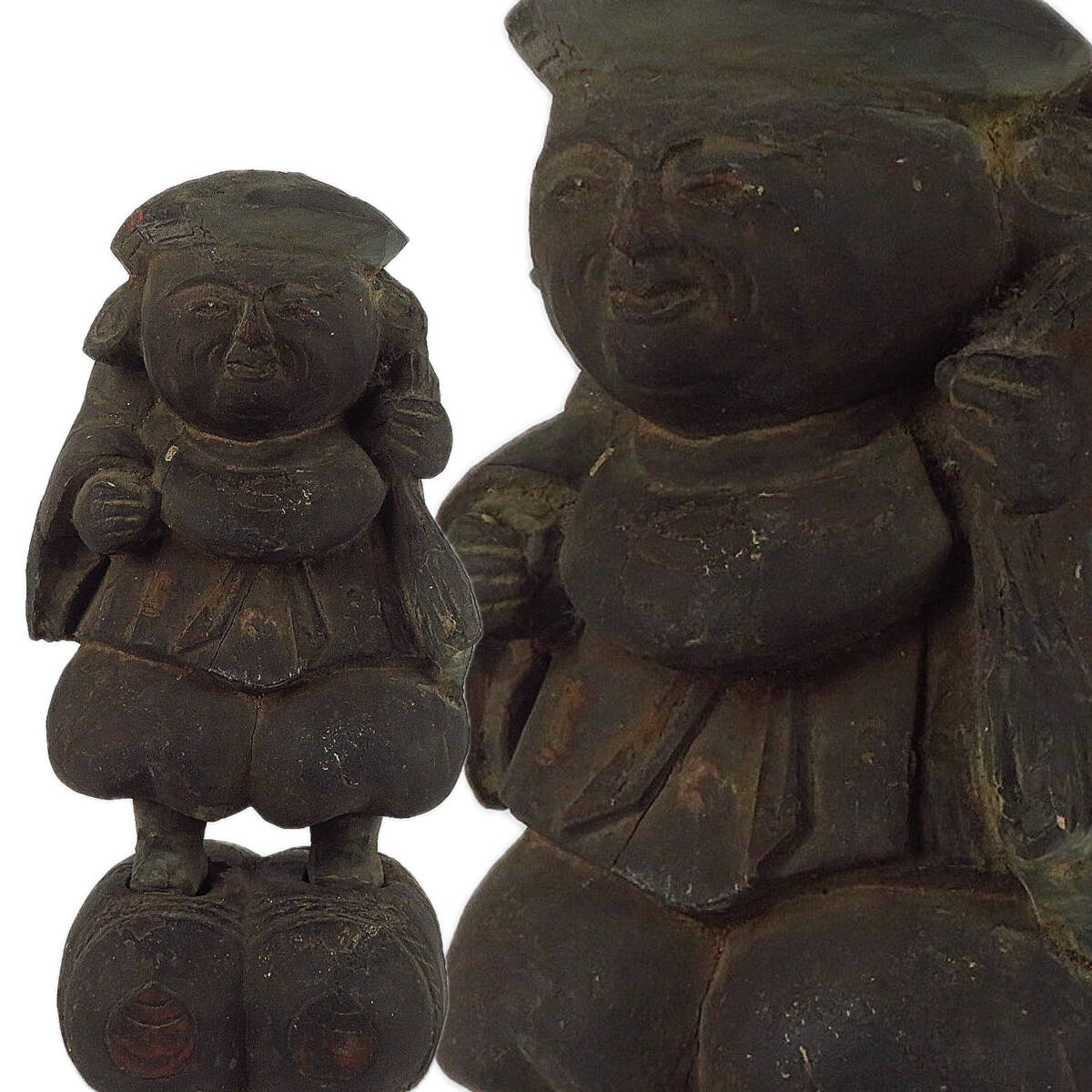 SAKURAYA 旧家整理品 〜江戸時代 木彫 古い大黒天 置物 細密彫刻 縁起物 七福神 仏像 骨董品 古美術品 高さ22m(その他)｜売買されたオークション情報、yahooの商品情報を ...