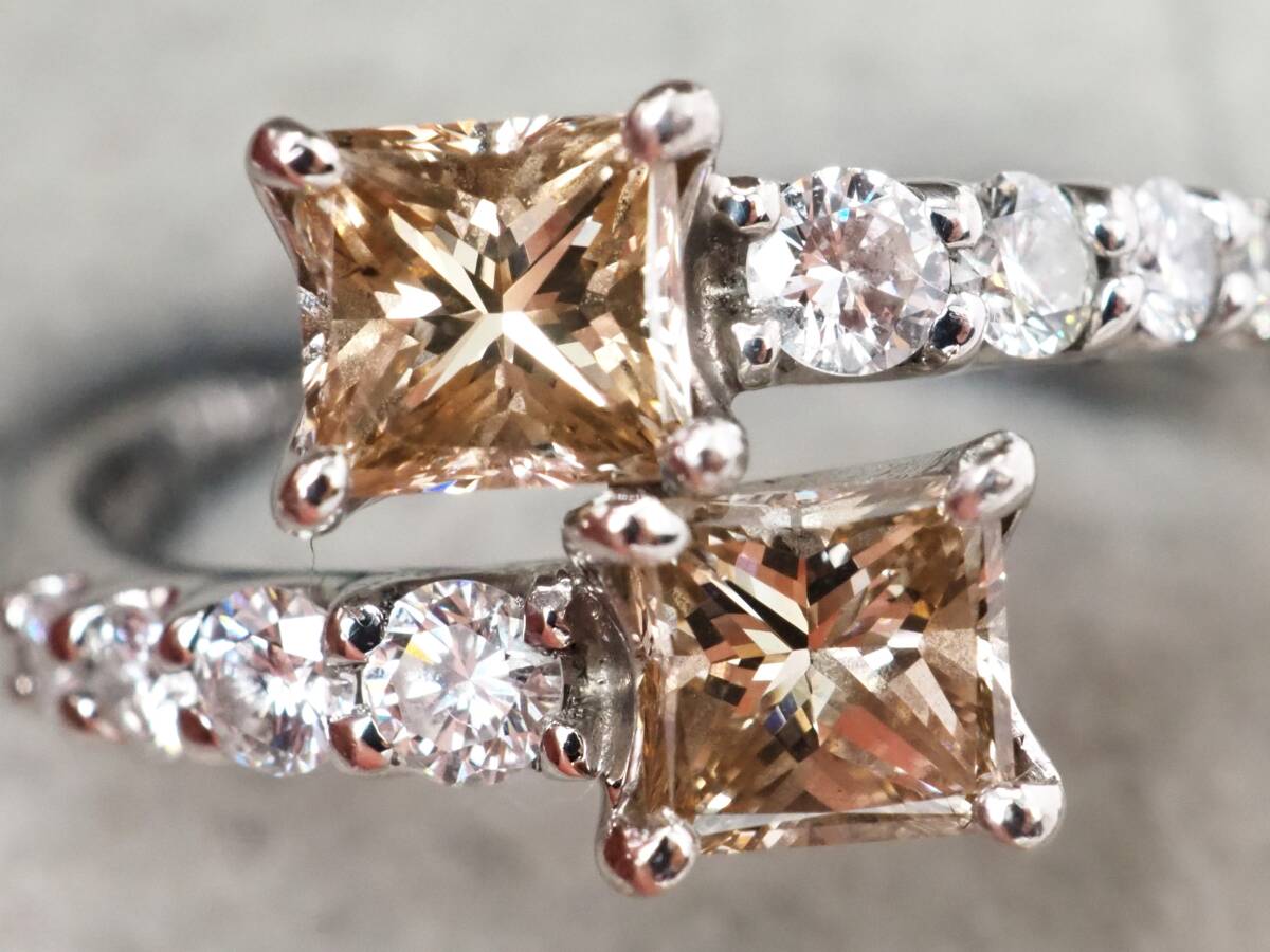 Yahoo!オークション - 【5286A】Pt900 天然ダイヤモンド 0.465ct/0.419...