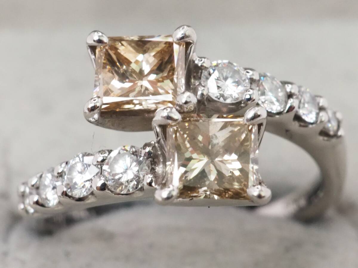 Yahoo!オークション - 【5286A】Pt900 天然ダイヤモンド 0.465ct/0.419...