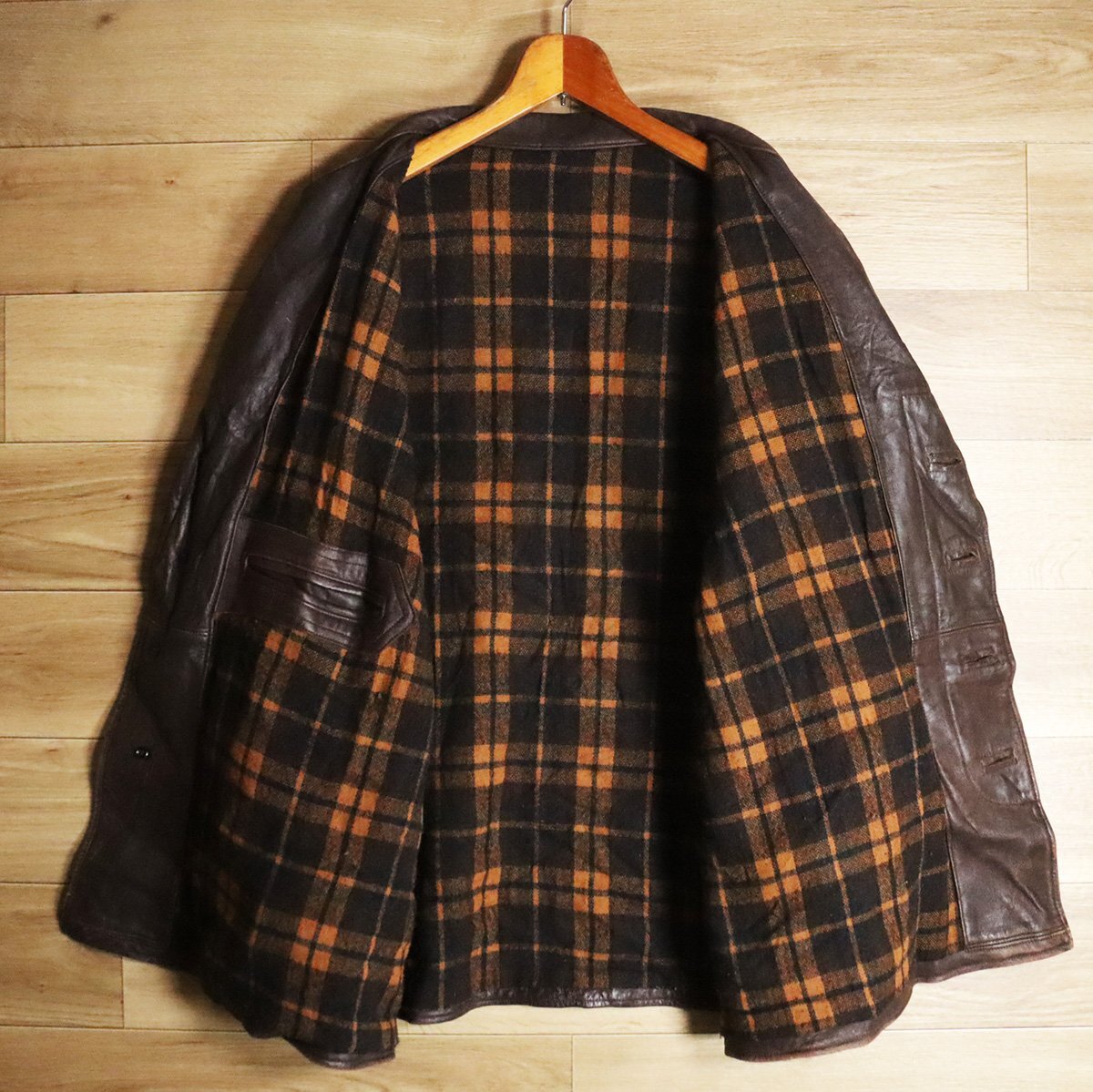 Yahoo!オークション - L7S/Y8.8-7 ユーロ古着 レザーカーコート 本革 ...