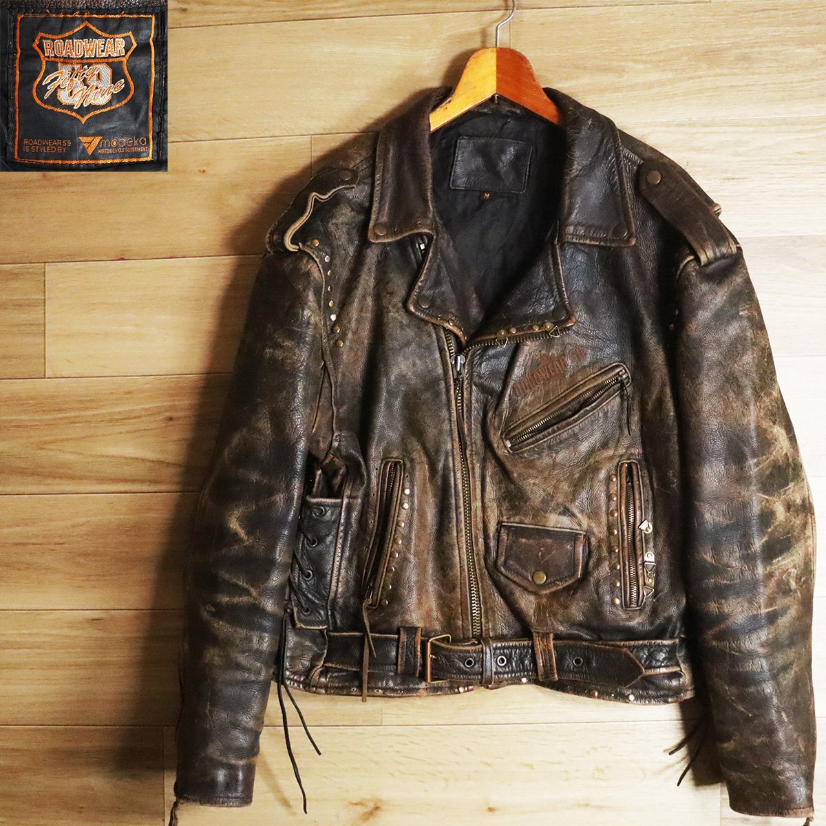 K3S/Y8.19-1 modeka ダブルライダース 本革 レザージャケット スタッズ 鋲ジャン メンズ M 革ジャン 皮ジャン ヴィンテージ(Mサイズ)｜売買されたオークション情報 ...