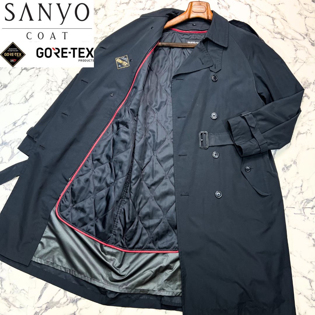 極 /GORE-TEX Lサイズ SANYO COAT サンヨーコート メンズ ゴアテックス ライナー ベルト付 撥水 トレンチコート ブラック 黒 パイピン(Lサイズ)｜売買された ...