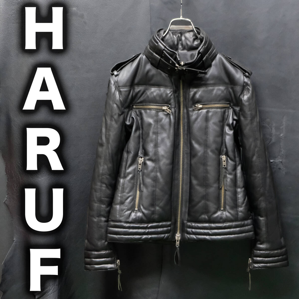 Yahoo!オークション - HARUF 羊革 レザーダウンジャケット Lサイズ ラ...