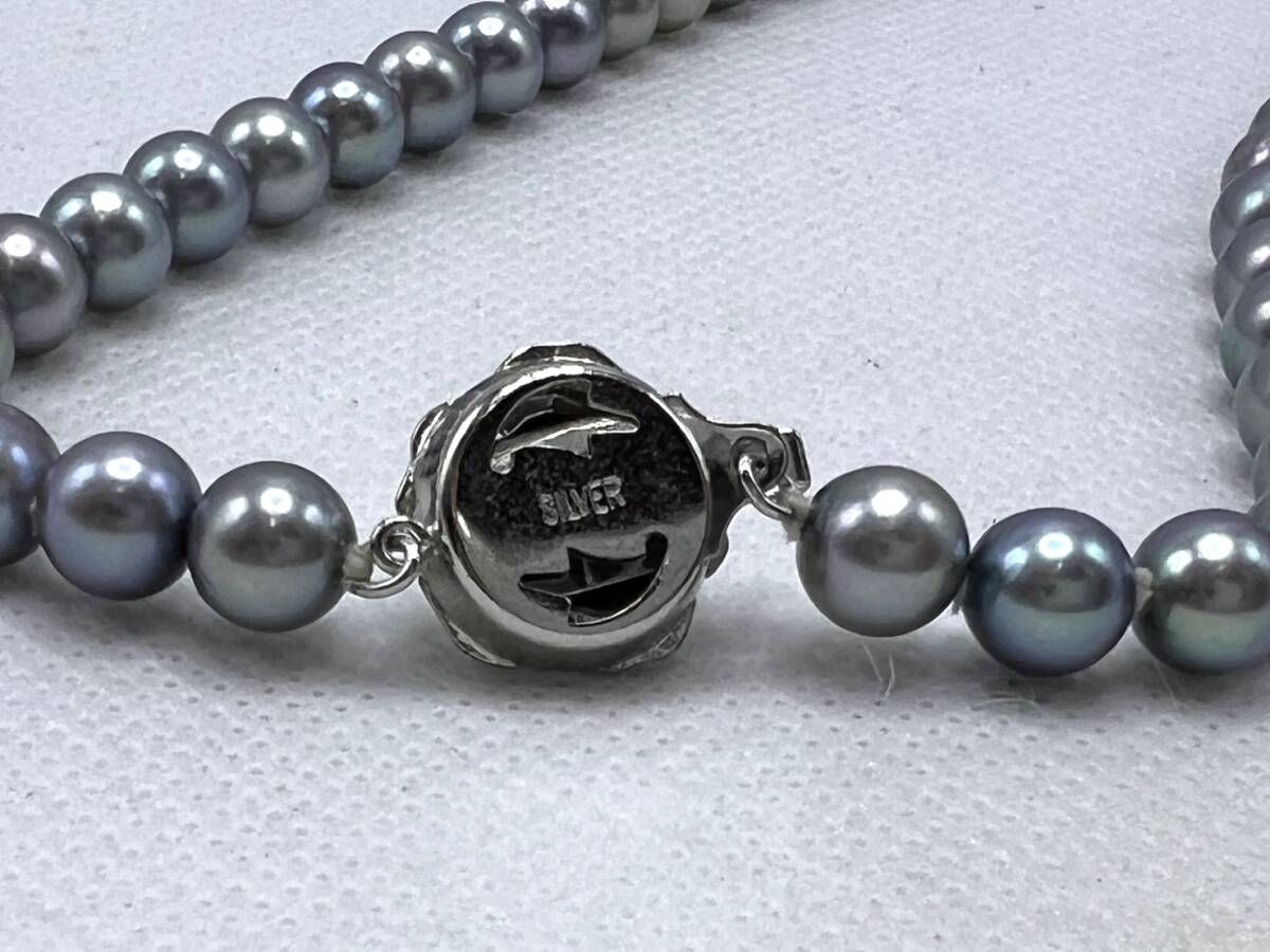 Yahoo!オークション - Z1660 パールネックレス 青真珠 SILVER刻印 約7m...